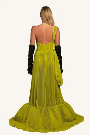 Aiste Hong Bubble Hem Gown - Chartreuse