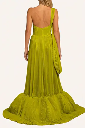 Aiste Hong Bubble Hem Gown - Chartreuse