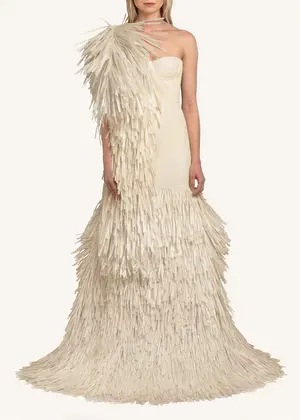 Aiste Hong Asymmetric Raffia Gown