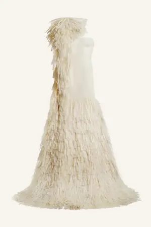 Aiste Hong Asymmetric Raffia Gown