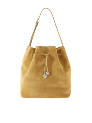 LIFFNER Charm Suede Drawstring Shoulder Bag - Neutrals