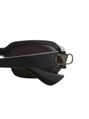 Valentino Garavani Rectangular Acetate Sunglasses - Black