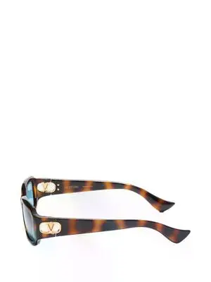 Valentino Garavani Vlogo Signature Tortoiseshell-effect Rectangular Sunglasses - Brown