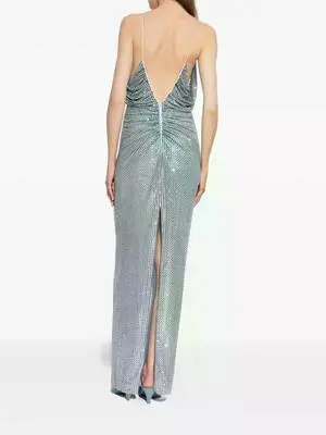SELF-PORTRAIT V-neck Embellished Maxi Dress - Silver