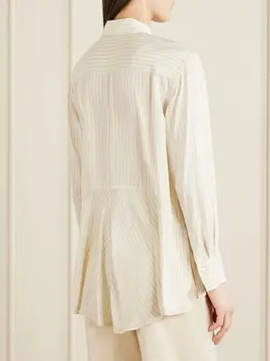 Theory Hi Lo Flou Striped Satin Shirt