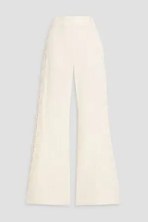 Zimmermann Crochet-trimmed Wide-leg Linen Pants - Cream