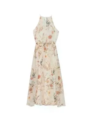 Eleventy Floral-print Tie-waist Maxi Dress - Neutrals