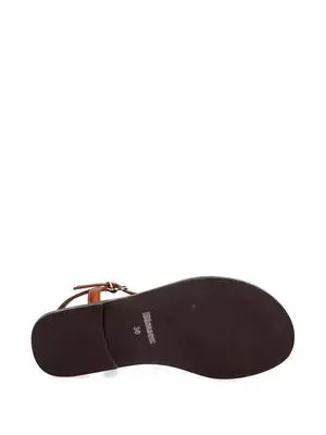 BLAUER. Ashley Leather Flat Sandals - Brown