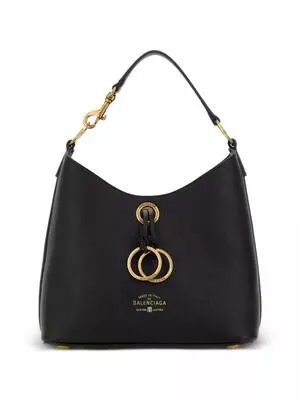 Balenciaga Small Carrie Hobo Leather Tote Bag - Black