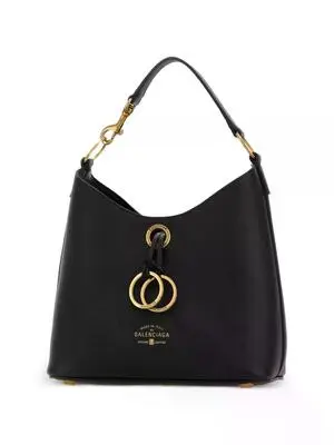 Balenciaga Small Carrie Hobo Leather Tote Bag - Black