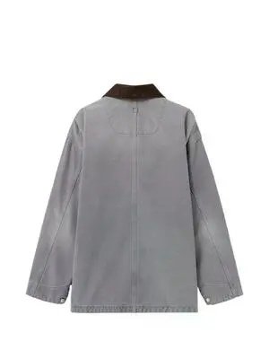 WOOYOUNGMI Leather Collar Pocket Jacket - Grey