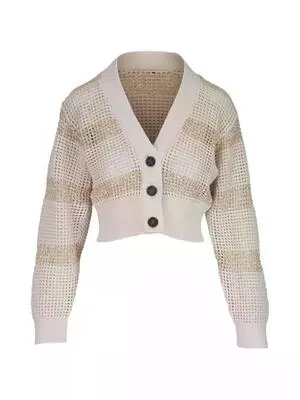 Brunello Cucinelli Cropped Striped Cardigan