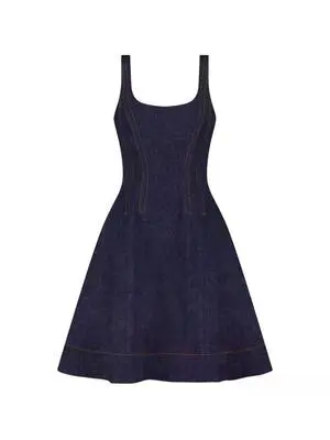 Lela Rose Seamed Denim Dress - Blue