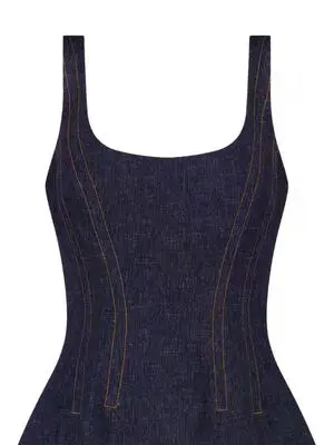 Lela Rose Seamed Denim Dress