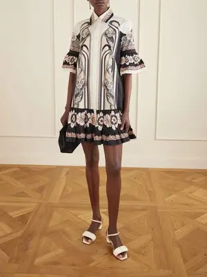 La DoubleJ Choux Patterned Cotton-poplin Mini Dress - Multi