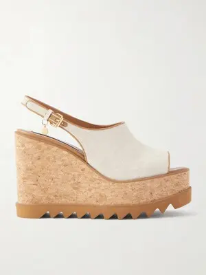 Stella McCartney Canvas Slingback Platform Wedge Sandals