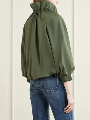 Veronica Beard Circe Faille Bomber Jacket - Green