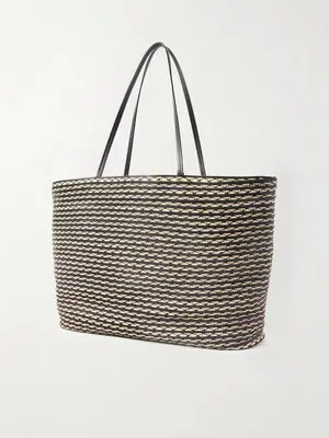 THE ROW Beau Large Raffia And Leather Tote - Black