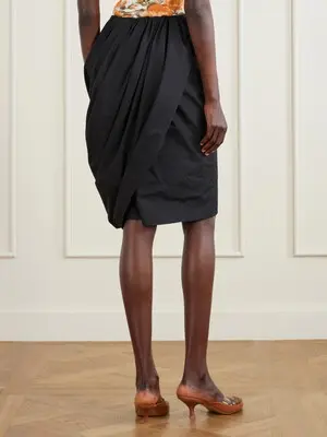 Chloé Draped Cotton-poplin Asymmetric Skirt - Black