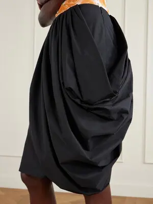 Chloé Draped Cotton-poplin Asymmetric Skirt - Black