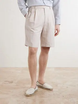 Brunello Cucinelli Wide-leg Pleated Linen And Cotton-blend Shorts