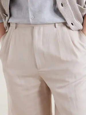 Brunello Cucinelli Wide-leg Pleated Linen And Cotton-blend Shorts
