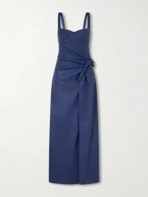 Simkhai Lyle Draped Leather Midi Dress