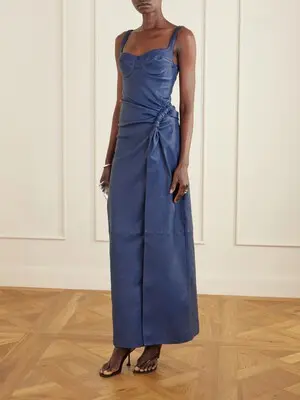 Simkhai Lyle Draped Leather Midi Dress