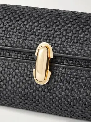 Savette Symmetry Leather-trimmed Raffia Shoulder Bag