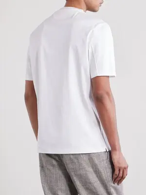 Brunello Cucinelli Logo-print Cotton-jersey T-shirt - White