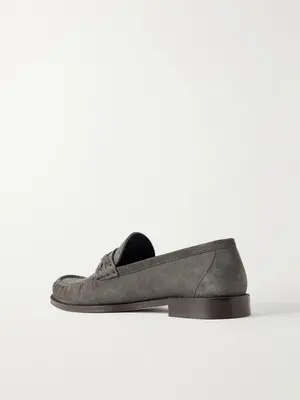 Brunello Cucinelli Suede Penny Loafers - Gray