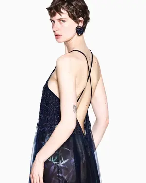 Giorgio Armani Embroidered Long Dress
