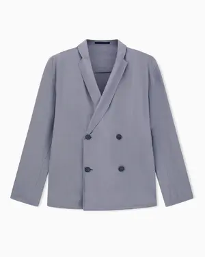 Giorgio Armani Double-breasted Jacket In A Silk And Linen Poplin