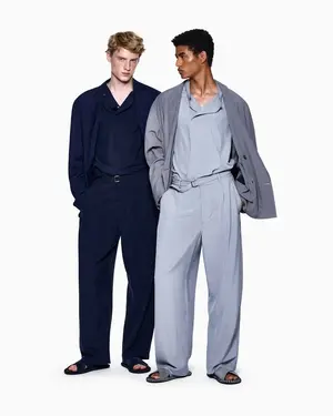 Giorgio Armani Double-breasted Jacket In A Silk And Linen Poplin