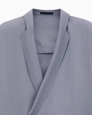 Giorgio Armani Double-breasted Jacket In A Silk And Linen Poplin