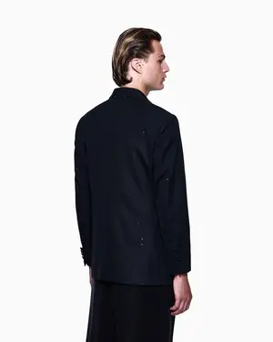 Giorgio Armani Soho Line Single-breasted Tuxedo Jacket In Virgin Wool With Sequins - Black