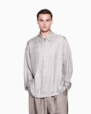 Giorgio Armani Printed Viscose Crépon Shirt With Zip