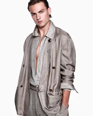 Giorgio Armani Printed Viscose Crépon Shirt With Zip