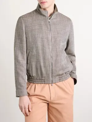 Brunello Cucinelli Herringbone Bomber Jacket - Brown