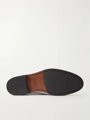 Brunello Cucinelli Woven Suede Penny Loafers - Gray
