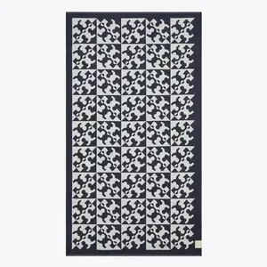Tory Burch Tory Burch Diagonal T Jacquard Towel Navy
