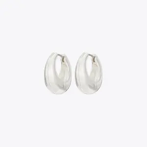 Tory Burch Small Pierced Hoop Earrings - Light Silver
