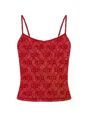 MARINE SERRE Moonogram Mesh Straps Top - Red