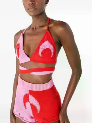 MARINE SERRE Crochet Moon Bikini Top