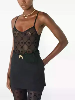 MARINE SERRE Moonogram Mesh Strappy Top - Black