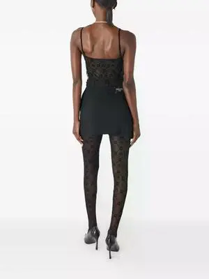MARINE SERRE Moonogram Mesh Strappy Top - Black