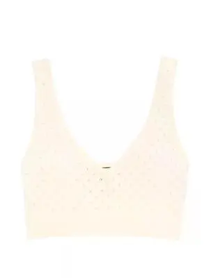 Plan C V-neck Sleeveless Top - Neutrals