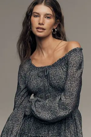 Paige Kenmare Tiered Long-sleeve Dress - Navy Multi