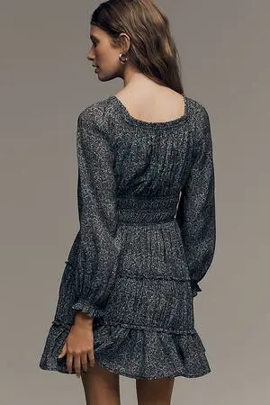 Paige Kenmare Tiered Long-sleeve Dress - Navy Multi