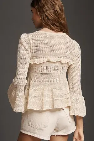 Anthropologie Cotton Bell-sleeve Sweater
